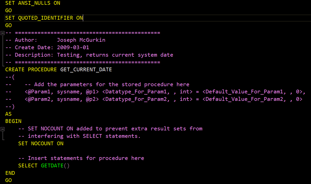 Debugging Stored Procedures